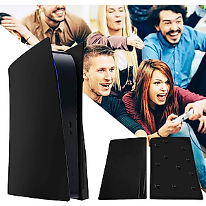 PS5 Plates, Hard Shockproof PS5 Faceplate Compatible with Play Station 5 Console, ABS Anti-Scratch PS5 Console Cover Dustproof PS5 Replacement Shell Plates for PS5 Console Disc Edition - Black