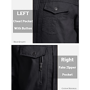 MAGCOMSEN Winter Jackets For Men Casual Warm Work Jacket Cotton Fleece Lined Trucker Jacket Canvas Black Jacket Men Security Coat Black L