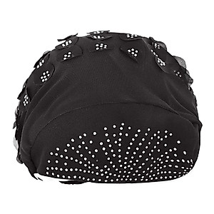 RONGXG Women Floral Headscarf Caps Muslim Hijab Turban Caps Hair Loss Cover Scarf Hijabs Head Wrap Cap Strench Bandana Hat, Black