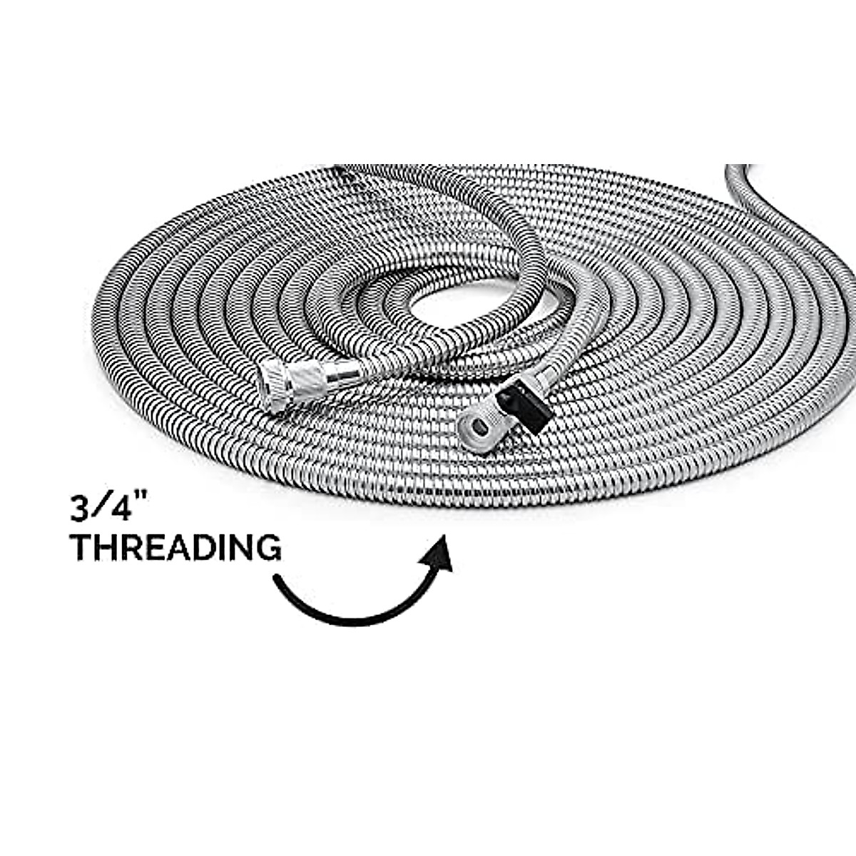 Morvat Stainless Steel Expandable Garden Hose 100 FT, Metal Water Hose Garden hose Water Pipe Flexible Hose ON/OFF Brass Connection, 10 Pattern Hose Sprayer Nozzle, Hose Holder, Washers & Teflon Tape