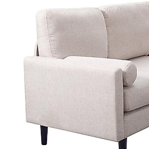 Eafurn L Shaped Sectional Sofa with Reversible Chaise Lounge, 3 Seater Convertible Corner Couch with Rubber Wood Legs, Modern Fabric Sofa&Couches for Living Room, Apartment and Small Space