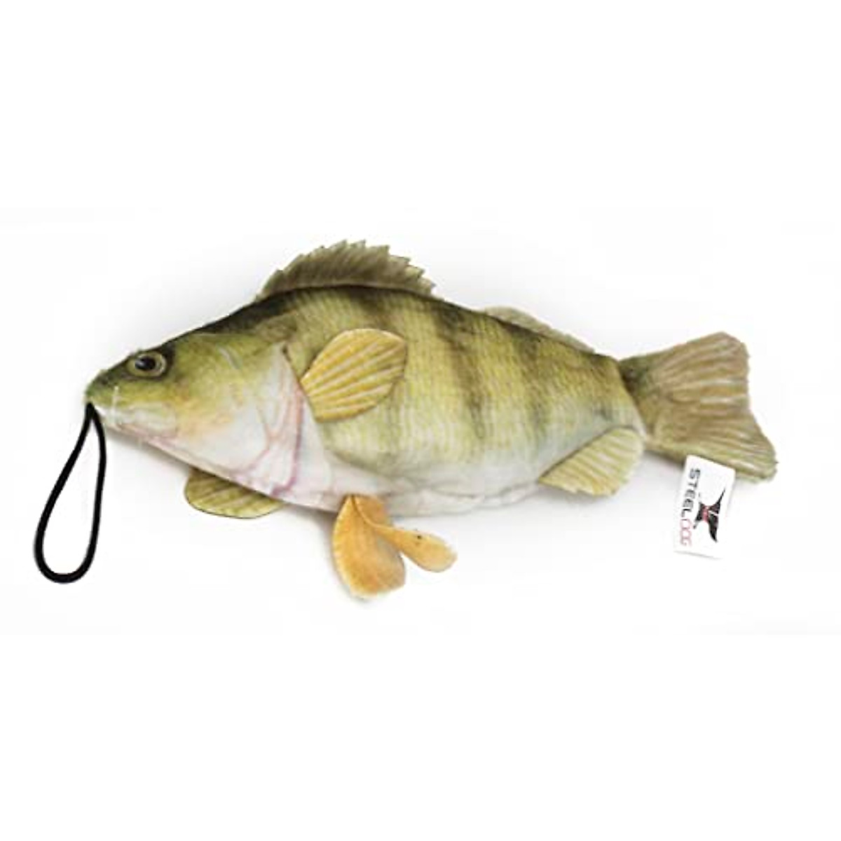 Steel Dog Yellow Perch Realistic Fish Squeaker Dog and Cat Toy, Knotted Rope Fish Toy, No Stuffing Dog Chew Toys for Small, Medium, Large Breed