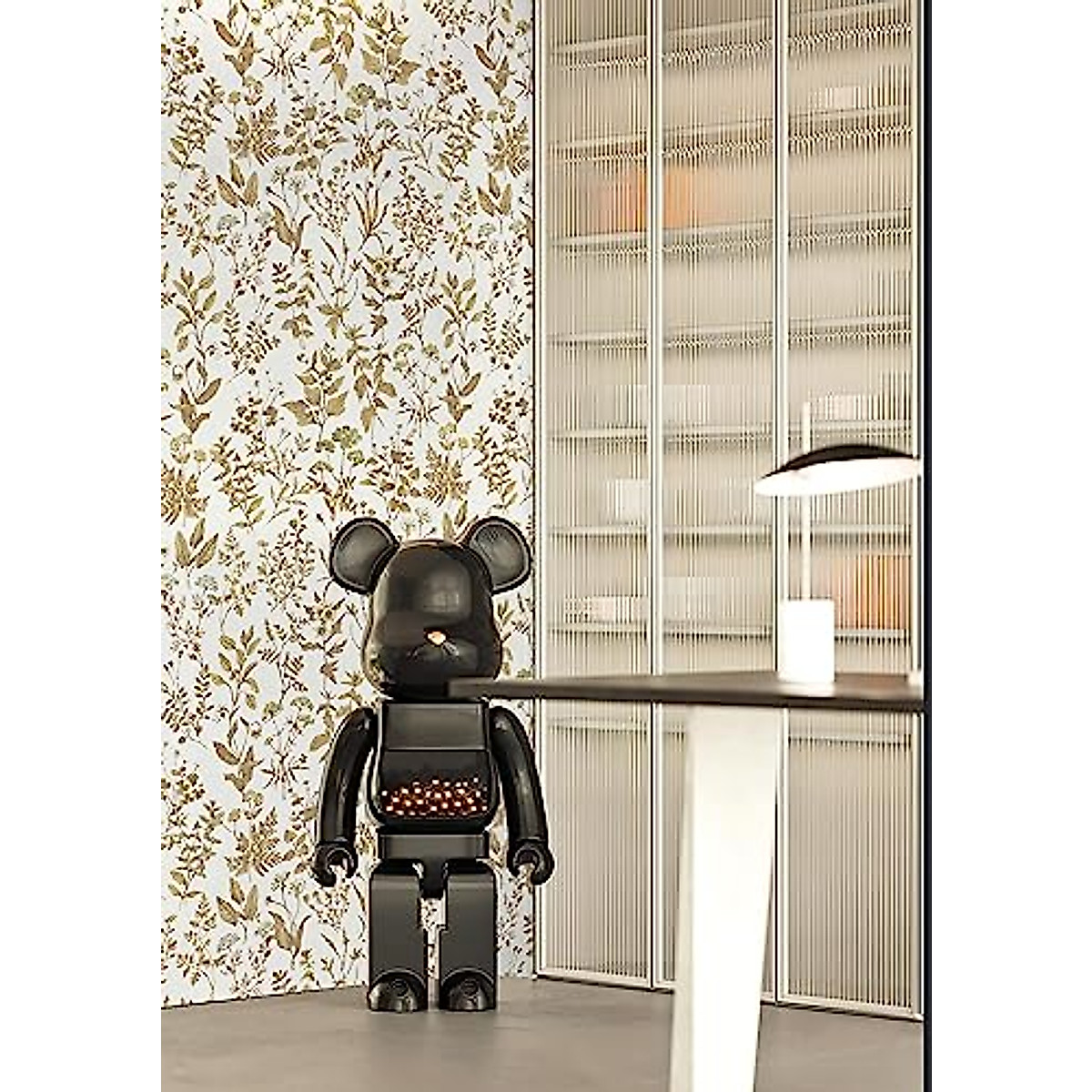 Dimoon 78.7"x17.3" Delicate Smooth White Golden Floral Peel and Stick Wallpaper Flowers Contact Paper Thicken Waterproof Leaf Vintage Self Adhesive Wallpaper Removable Wall Paper Shelf Vinyl Roll