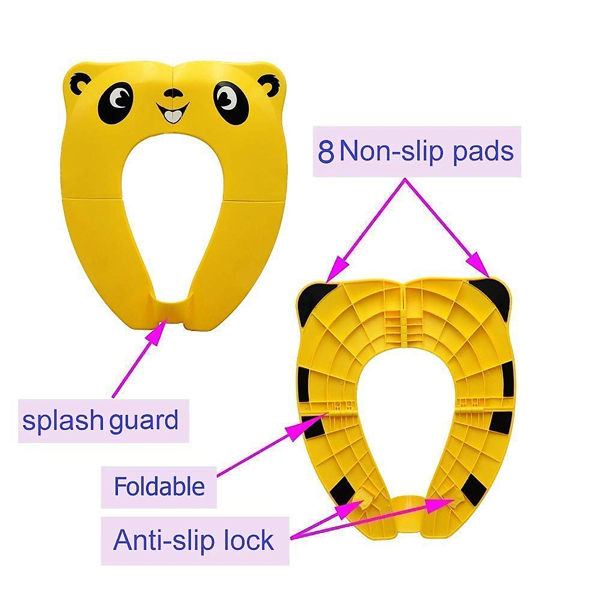 Portable Potty Training Seat Folding Travel Potty Toilet Seat with Upgrade Splash Guard for Toddlers Baby Boys Girls