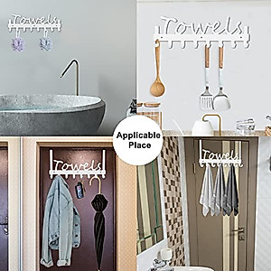 Over The Door Towel Hooks, Towel Rack Wall Mount Towel Holder for Bathroom, Kitchen, Metal Bath Organizer for Door Robe Hooks(White)
