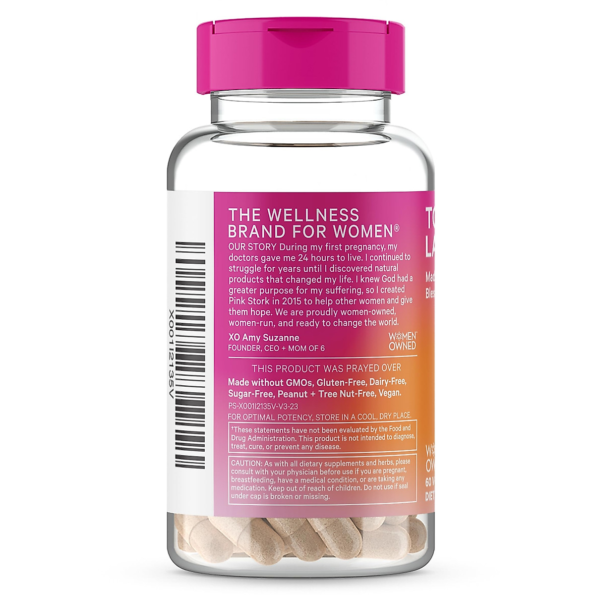 Pink Stork Total Lactation Supplement for Breast Milk Supply, Organic Fenugreek and Alfalfa to Support Breastfeeding, Milk Flow, and Production, Postpartum Essentials - 60 Capsules