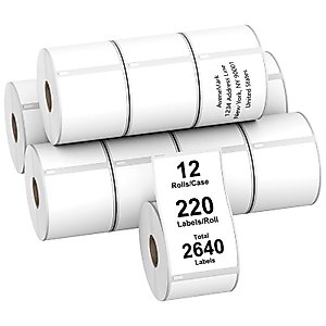 AveneMark 12 Rolls Compatible DYMO 30323 (2-1/8" x 4") Shipping Labels, Direct Thermal Address Shipping Postage Barcodes, Compatible with Rollo, DYMO 4XL & Zebra Desktop Printers (220 Labels/Roll)