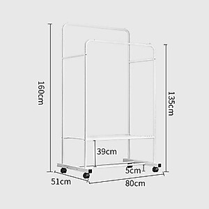 DOUBAO Floor-to-Ceiling Bedroom Folding Indoor Simple Coat Rack Balcony Hanger Double-Rod Clothes Drying Rack