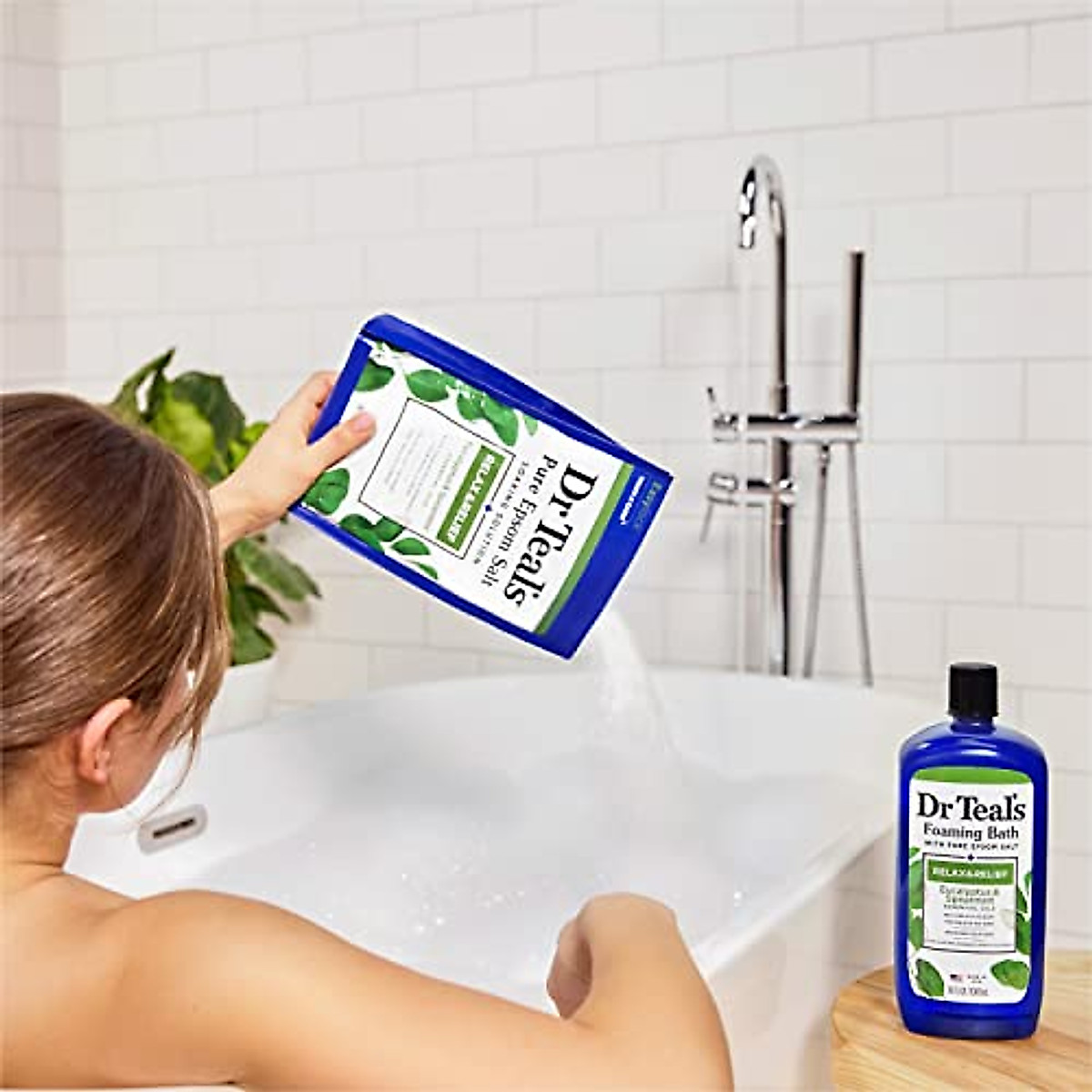 Dr Teal's Salt Soak with Pure Epsom Salt, Relax & Relief with Eucalyptus & Spearmint, 3 lbs