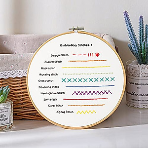 Santune Embroidery Kit - 3pcs Embroidery Patterns with Instructions for Beginners Cross Stitch Kits for Adults with 1 Embroidery Hoops, Color Threads and Needles, Good Hobbies for Women