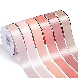 6 Rolls Wedding Satin Ribbon Set Satin Polyester Ribbon for Wedding DIY Crafts Gifts Wrapping Hair Bows Bridal Shower Valentine's Day Baby Shower Decor (Blush Pink Color, 1 Inch x 25 Yard)