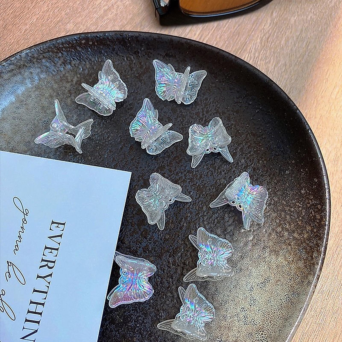 Paderison 10Pcs Mini Butterfly Hair Clips Small Hair Clips for Girls Colorful Side Bangs Clips Braided Sweet Barrettes for Kid Tiny Cute Metal Claw Clips Hair Accessories for Women(White)