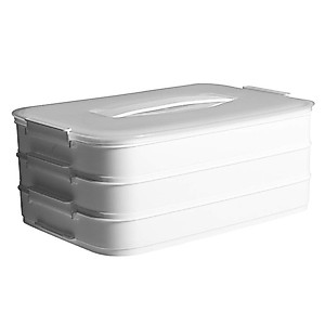 Hemoton Dumpling Box Frozen Dumpling Tray 3-layer Fridge Food Container Food Storage Organization Dumpling Holder for Kitchen Fridge Freezer (White)