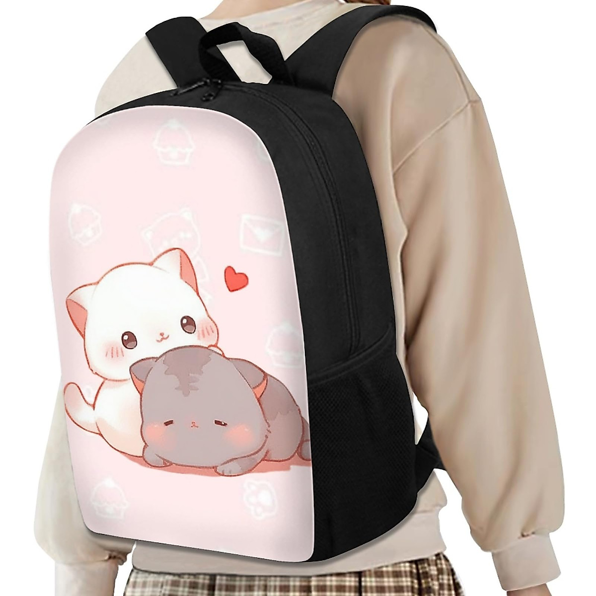YSTARDREAM Cute Cat School Backpack for Teen Girls Kawaii Bookbag Large for School Office Lightweight Outdoor Travel Mountaineering Bag