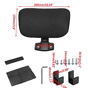 Wealrit Office Chair Headrest Attachment Universal Ajustable Headrest Head Support Cushion Neck Support for Office Chair Head Pillow(Black)