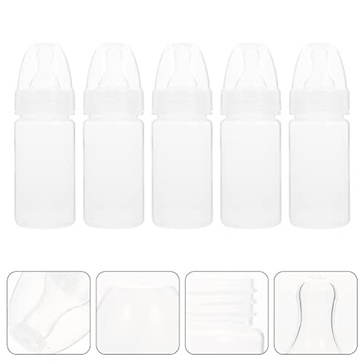 EXCEART 5Pcs Newborn Disposable Milk Bottles Clear Scale Milk Powder Bottles Babies Milk Bottles (White)