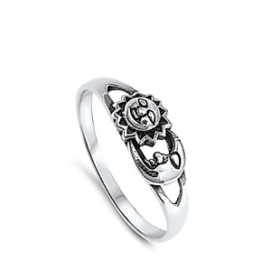 Sun Moon Universe Space Fashion Ring New .925 Sterling Silver Band Size 7