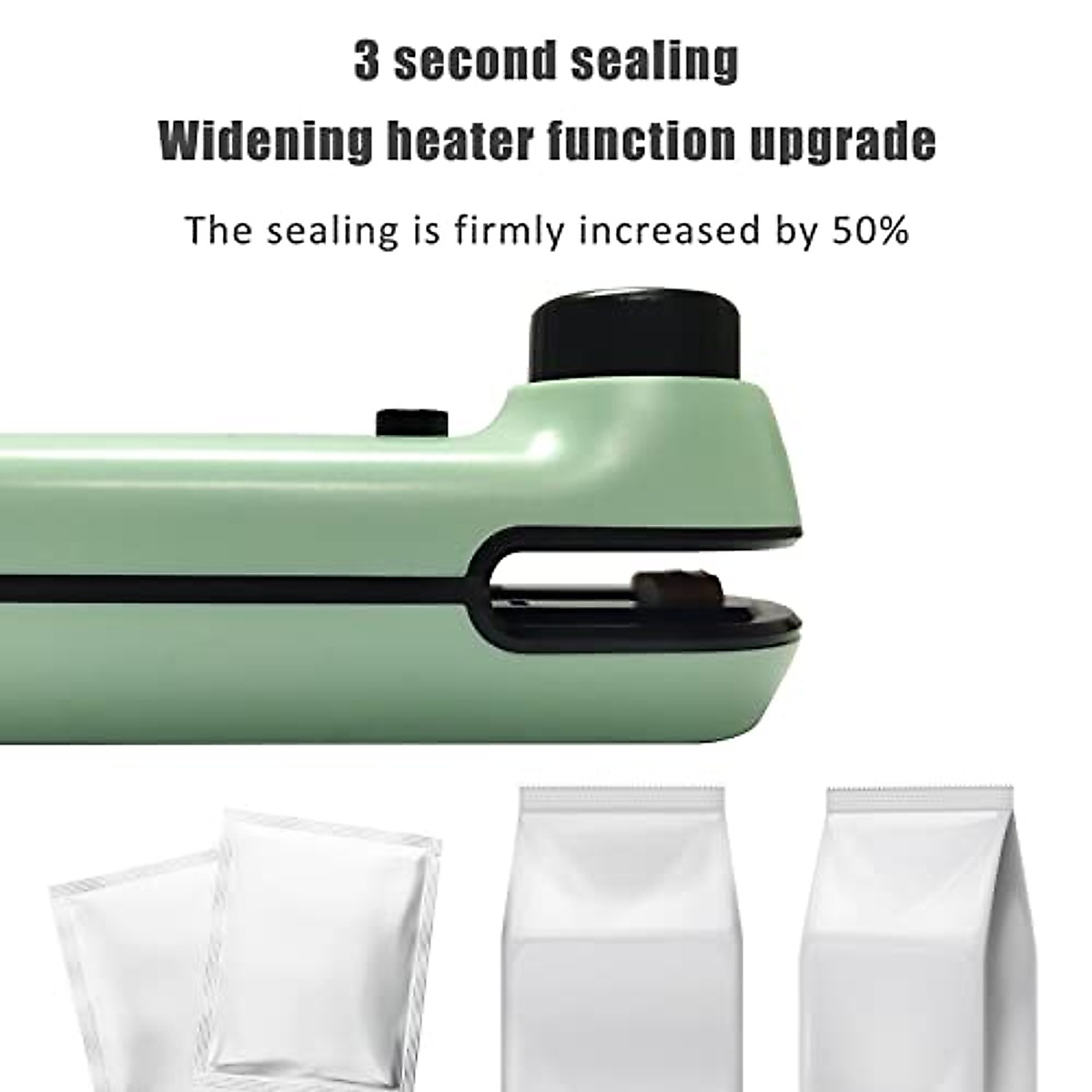 Buddeez Mini Sealer and Cutter, Upgraded 2-in-1 Hand-Held Tthermal Vacuum Sealer, USB Rechargeable, Portable Sealer Kitchen Gadget (Green)