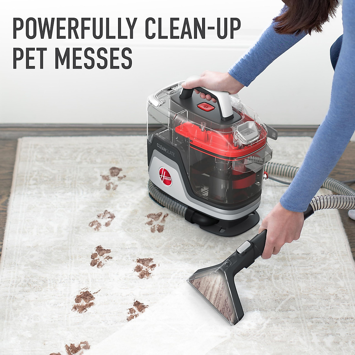 Hoover CleanSlate Pet Portable Carpet + Upholstery Spot Cleaner Machine, Powerful Suction with Versatile Tools, Pet Stain Remover, Car and Auto Detailer, Pair with Hoover Carpet Cleaner Solution
