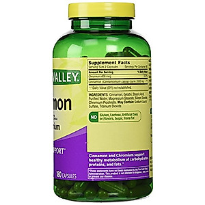 Spring Valley Cinnamon 1000mg Plus Chromium, 180 Capsules