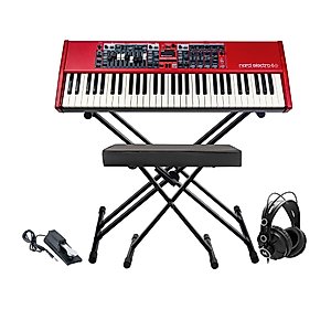 Nord Electro 6D 61 Key Semi-Weighted Action Keyboard Bundle with Keyboard Stand, Bench, Sustain Pedal and Headphones (5 Items)