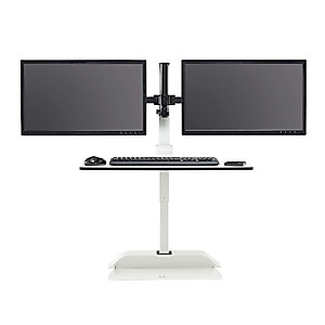Safco Products 2193WH Soar by Safco Electric Sit, Stand Desk Converter, Dual Monitor Mount, White