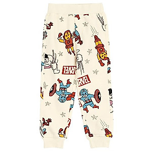 Marvel Avengers Spider-Man Hulk Iron Man Captain America Little Boys Fleece Sweatshirt and Pants Set White 7-8