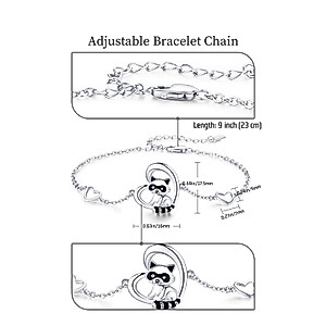 CHENGHONG Raccoon Bracelet Gifts 925 Sterling Silver Heart Charm Bracelet Raccoon Bracelet Animal Jewelry Gifts For Women