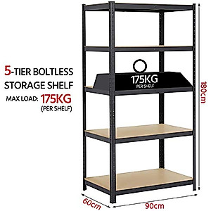 YINF 5-Tier Metal Shelving Unit Adjustable Garage Storage Utility Rack Heavy Duty Shelves Organization Multipurpose Shelf Warehouse Basement Kitchen Living Room 27.5" L x 11.8" W x 59" H, 1 Pack