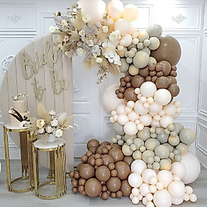 White Sand Balloons Garland Arch Kit Beige Party Decorations with Brown Double-layer Latex Balloons for Birthday Dusty Boho Neutral Bridal Shower Wedding Baby Shower Theme Party Backdrop (White Sand)