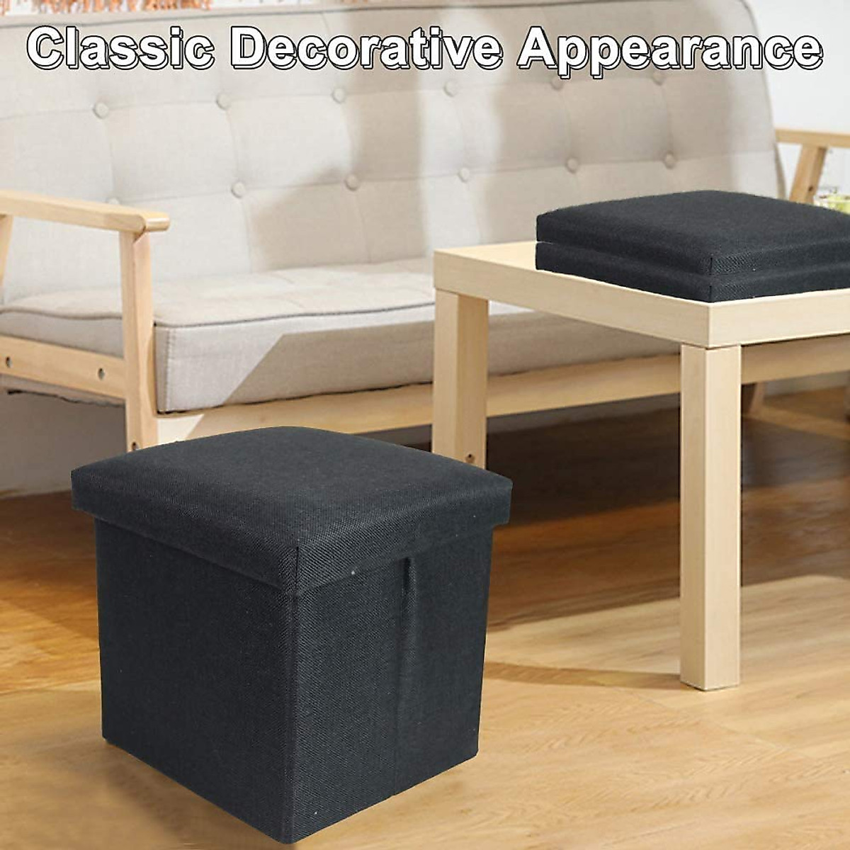 Cosaving 30 inches Folding Storage Ottoman Storage Cube Seat Foot Rest Stool with Memory Foam for Space Saving, Square Ottoman 30x15x15 inches, Teal