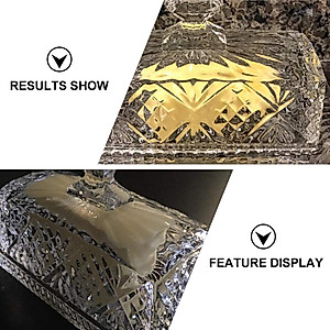 DOITOOL Farmhouse Butter Dish Glass Butter Dish with Lid Butter Keeper Cream Cheese Dish Crystal Butter Tray Serving Dessert Tray Bowl for Cream Cheese Cake Salad Candy Foods Butter Holder