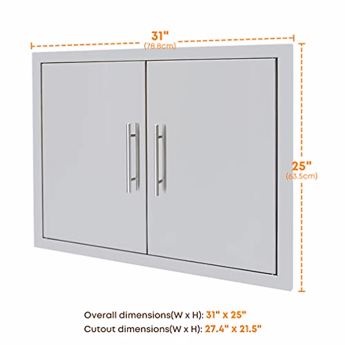Stanbroil BBQ Double Access Door with Paper Towel Holder and Shelf, 31" W x 25" H, 304 Stainless Steel Outdoor Kitchen Doors for BBQ Island, Outside Cabinet, Grilling Station