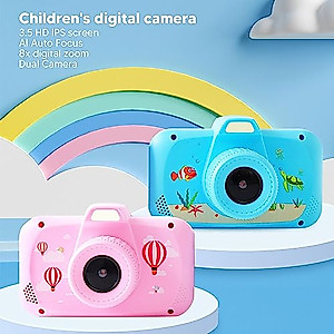 Kids Digital Camera, Mini Camera with 3.5 Inch 1080P Dual Lens, 20MP HD Small Kids Selfie Camera, for Girls and Boys 3 to 10 (Blue)