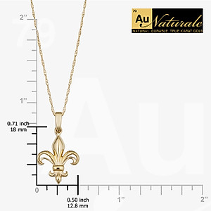 14k Yellow Gold Fleur De Lis Pendant Rope Chain Necklace (18 inch)