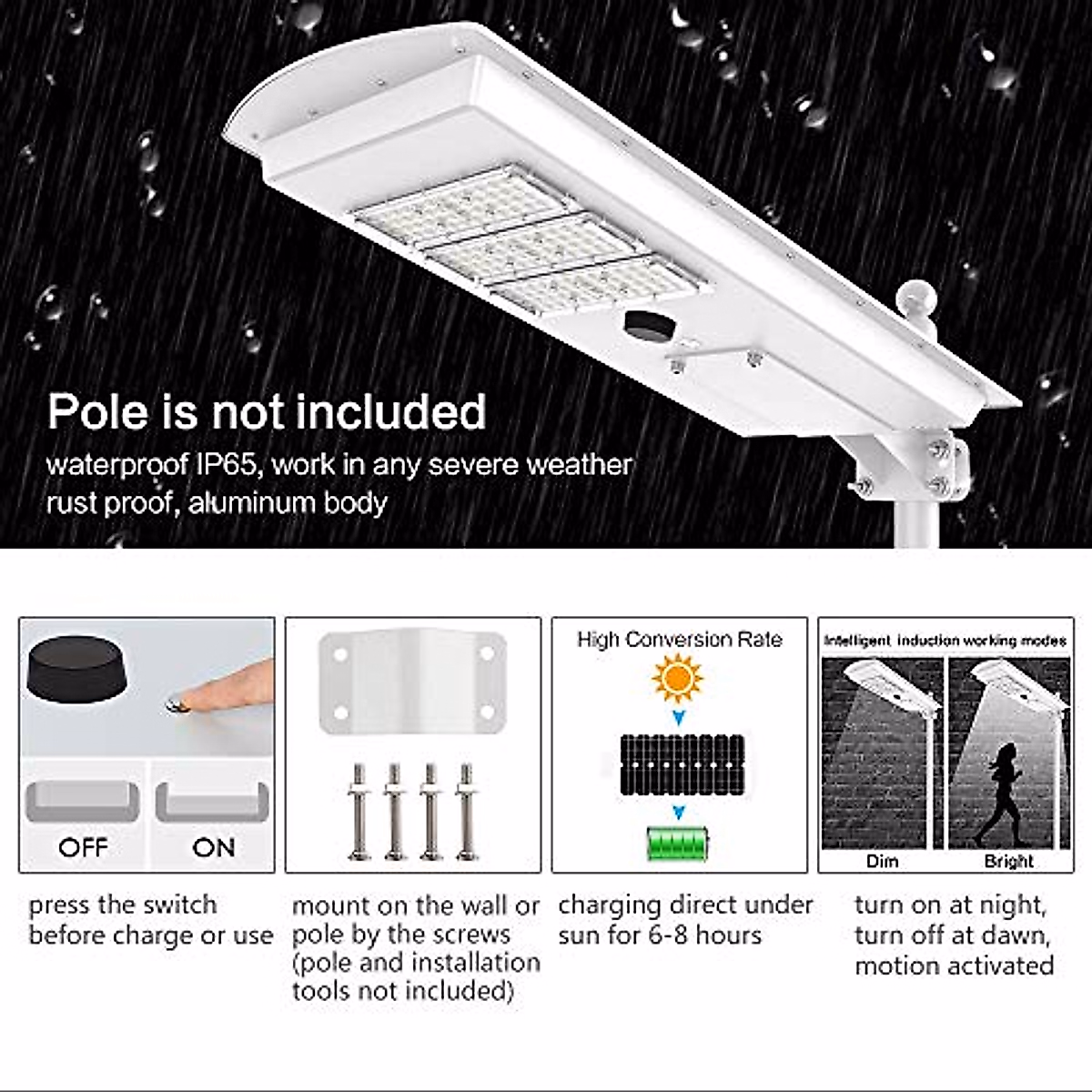 TENKOO 200W LED Solar Flood Light Dusk to Dawn Solar Powered Street Light Outdoor Waterproof IP67 with Remote Control Solar Security Light for Backyard|Garage|Driveway|Basketball Court…