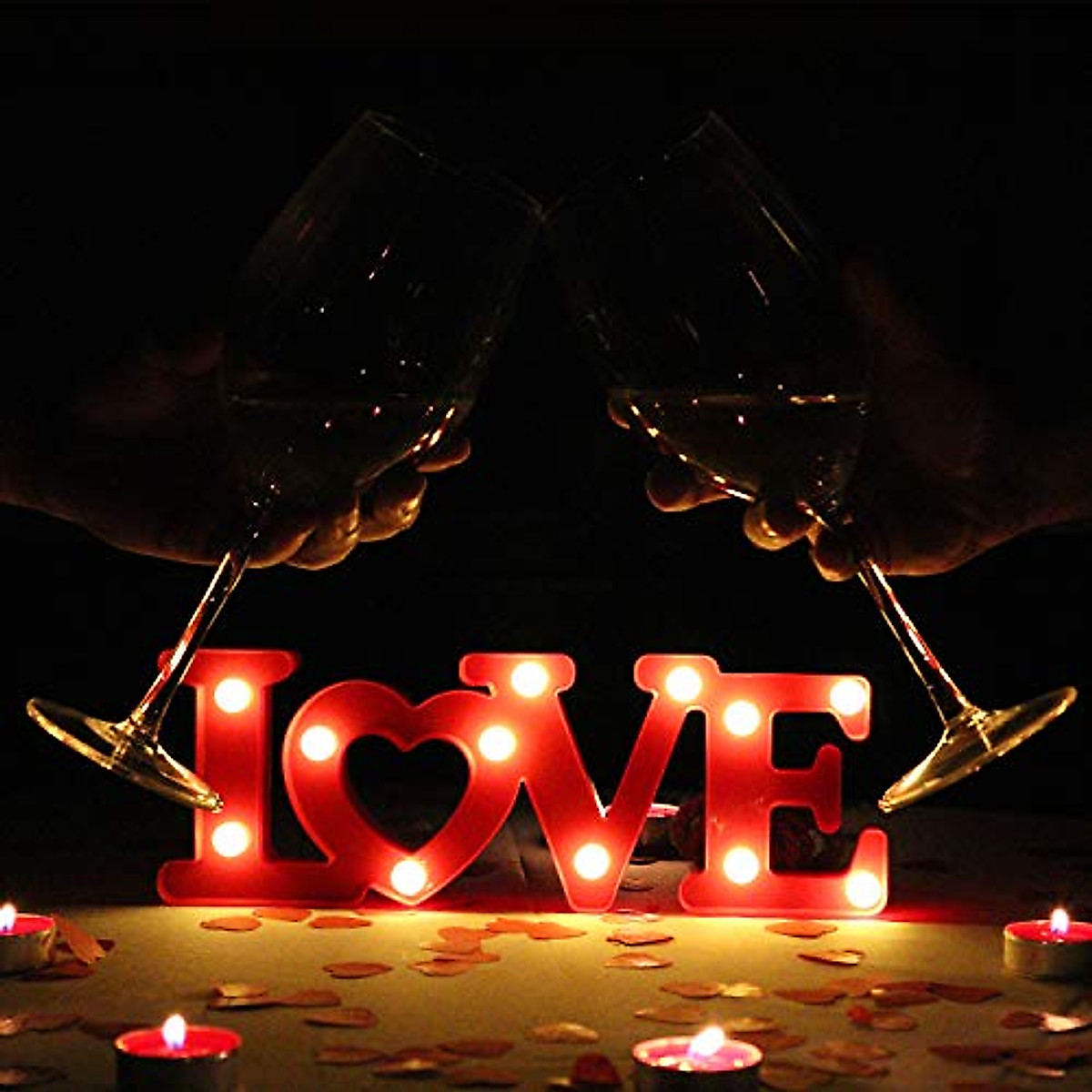 Cheerin Love Sign Decoration – Table Top Decor for Valentines Day – Wedding Decorations – Marquee Light Up Signs – Anniversary Engagement Proposal Party Favor (Red)