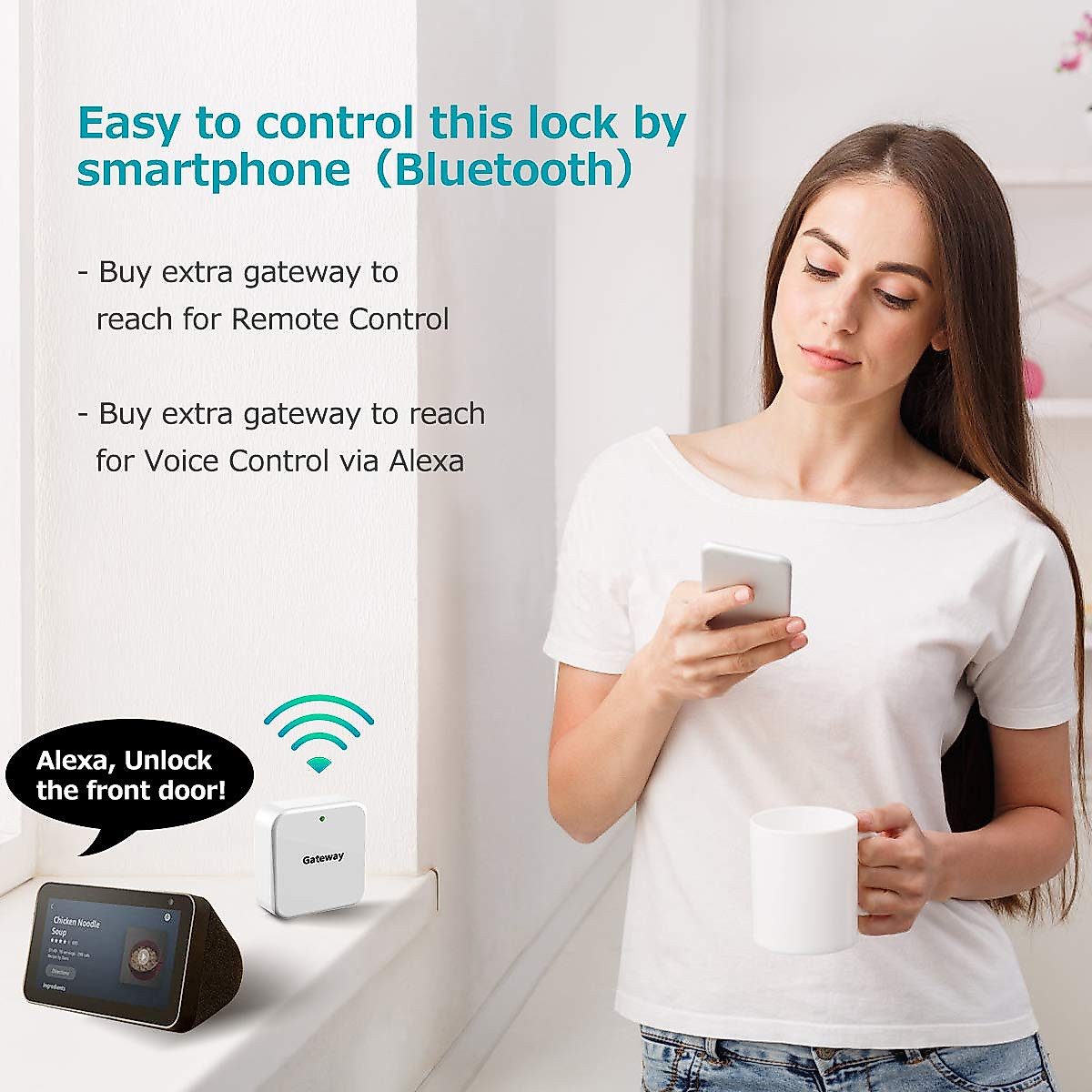 Narpult Fingerprint Smart Lock, Keyless Entry Door Lock, Electronic Deadbolt Door Lock, Bluetooth Keypad Digital Lock - App Control, Biometric, Fobs, Passcodes and Keys. - Satin Nickel