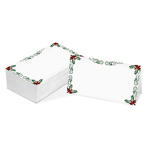 Table Place Card, Christmas Themed Tent Style Cards, Pack of 25 Half-Fold Reception Place Card, Perfect for Christmas Party, Wedding, Bridal & Baby Shower, Birthday, Banquet and Special Events A20