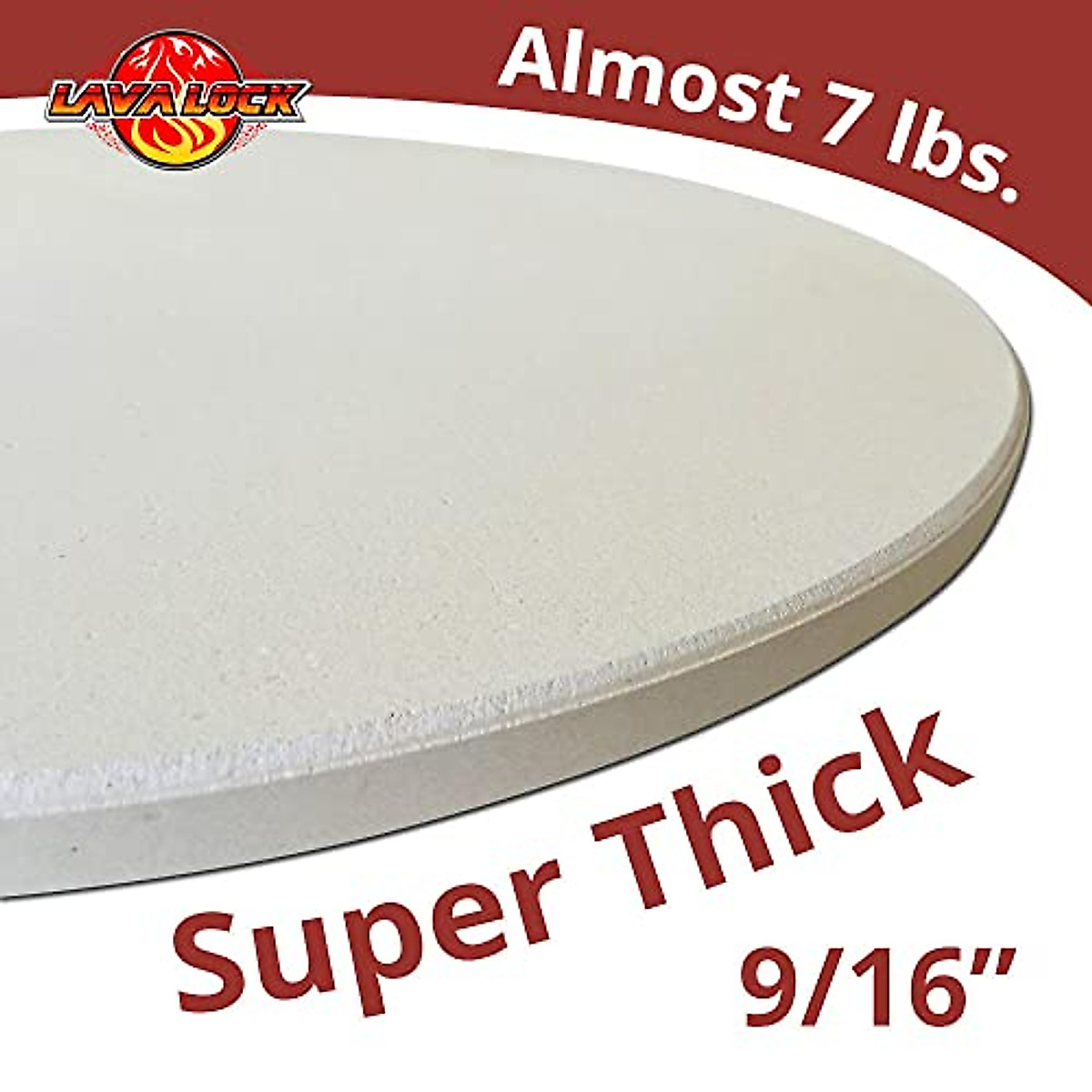 Pizza Baking Stone EXTRA THICK 9/16" x 14 in round Large Big Green Egg BGE genuine earthenware by LavaLock (not BGE brand)