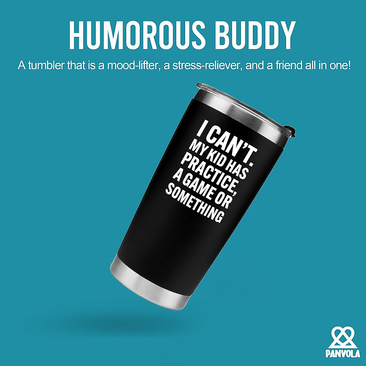 I Can’t My Kid Has Practice A Game or Something Sports Mom Dad Gifts from Son Daughter Gamer Vacuum Insulated Tumbler Travel Mug with Lid and Straw 20 oz Black