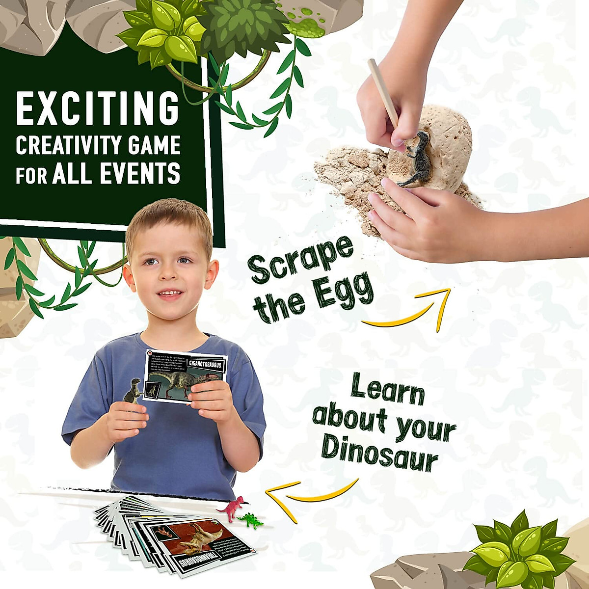 Dino Eggs Dig Kit, Dinosaur Eggs for Kids 3-5, Perfect for Dinosaur Birthday Party Supplies and Dinosaur Party Games - 12 Dino Eggs Excavation Set for Kids by JitteryGit
