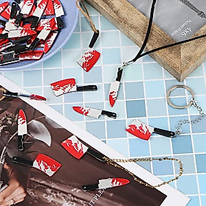CCOZN 24 Pcs Fake Knife Charms, Halloween Pendant Mini Acrylic Knives Beads for Women DIY Jewelry Making Crafting Halloween Charms with Box, 2 Styles