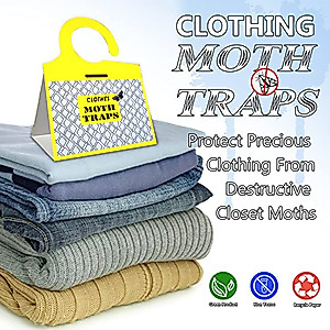 Clothes Moth Traps, Pantry Moth Traps with Pheromones Prime, Non-Toxic Sticky Glue Trap-8 Pcs, Moth Pheromone Traps for House,Kitchen, Closet, Dining Cabinet