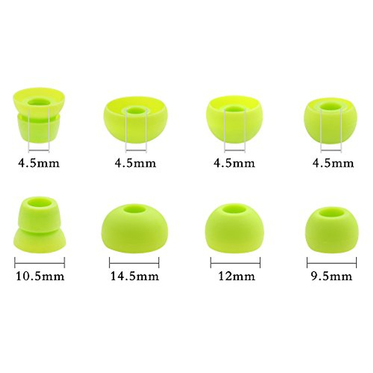 ALXCD Ear Tips for Powerbeats 2 Wireless Headphone, SML 3 Sizes 3 Pair Silicone Replacement Earbud Tips & 1 Pair Double Flange Ear Tip Cushion, Fit for Powerbeats2 Wireless Pb2[4 Pair](Green)