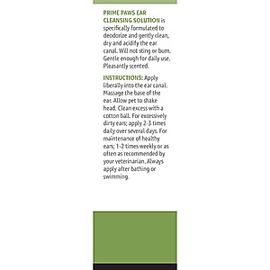 Prime Paws Cat & Dog Ear Cleaning Solution - Otic Ear Solution for Dogs - Liquid Flush for Soothing Itchy Ears & Effective Otic Care - Cucumber Melon Scent - 8 oz, White (PRIM1033)