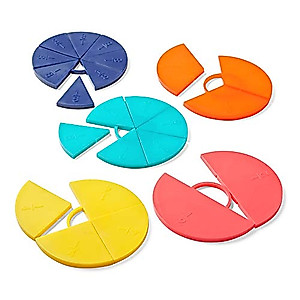hand2mind Plastic Connecting Fraction Circles, Fraction Manipulatives, Unit Fraction, Rainbow Circle Math Manipulatives, Fraction Games, Montessori Math, Homeschool Supplies (Set of 5)