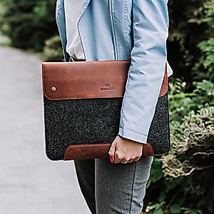 MegaGear Genuine Leather and Fleece MacBook Bag Laptop Sleeve for MacBook Pro and MacBook Air Case - 16 Inch - 15 Inch - 15.5 Inch (M4, M3, M2, M2, M1, Pro & Max) 2020 to 2024 Models