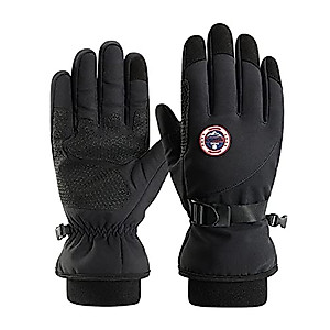 liuyffan Men and Women Gloves Winter Skiing Hands Warm Skiing Gloves Wind Proof Warm Mittens for Women Cold Weather Insulated (Black, L)