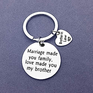 Brother in Law Gift Keychain Brother of The Bride Gift Marriage Made Us Family Love Made You My Brother Key Chain Wedding Birthday Christmas Thanksgiving Day Gift for Brother in Law